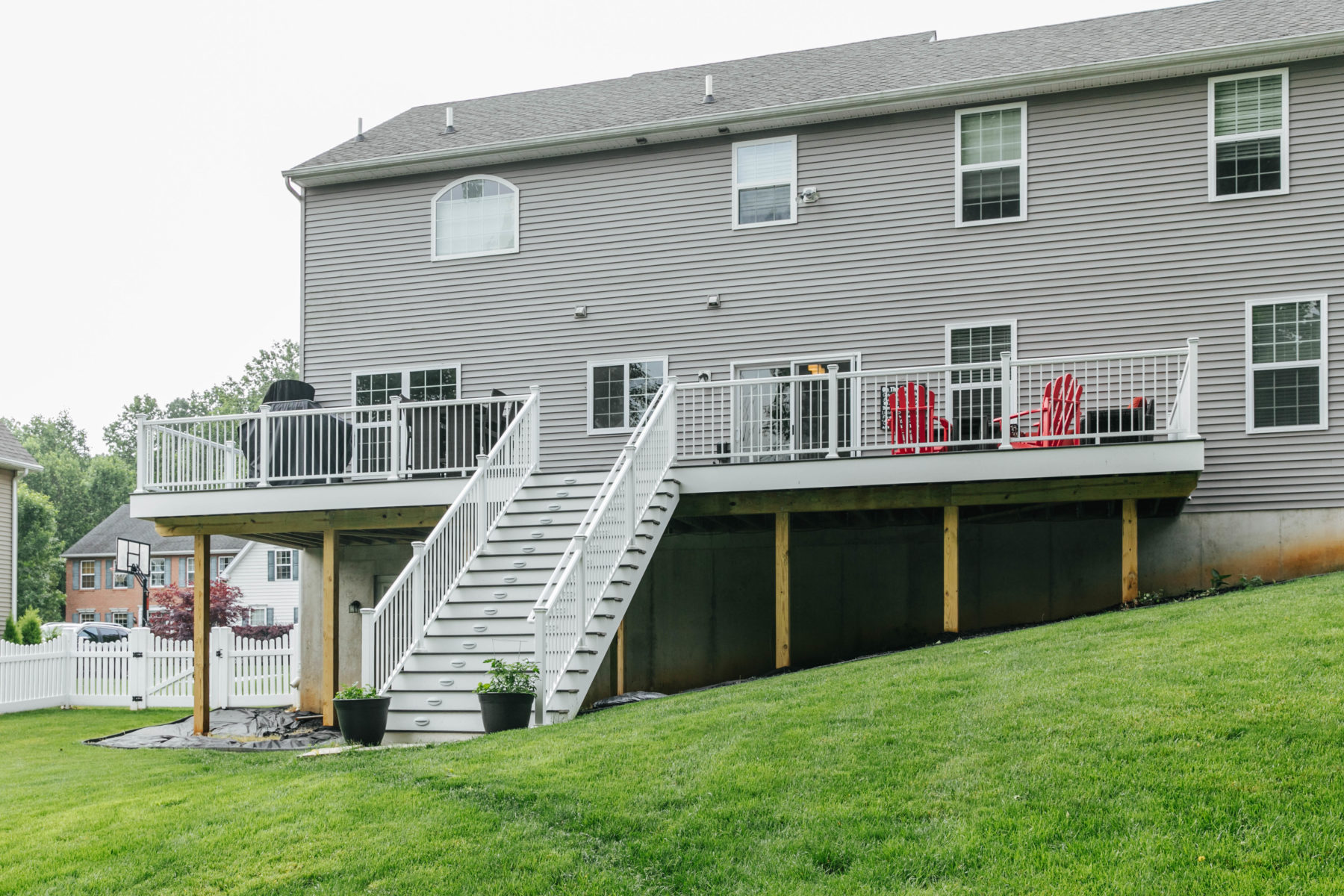 Composite TimberTech deck with White Aluminum Railing