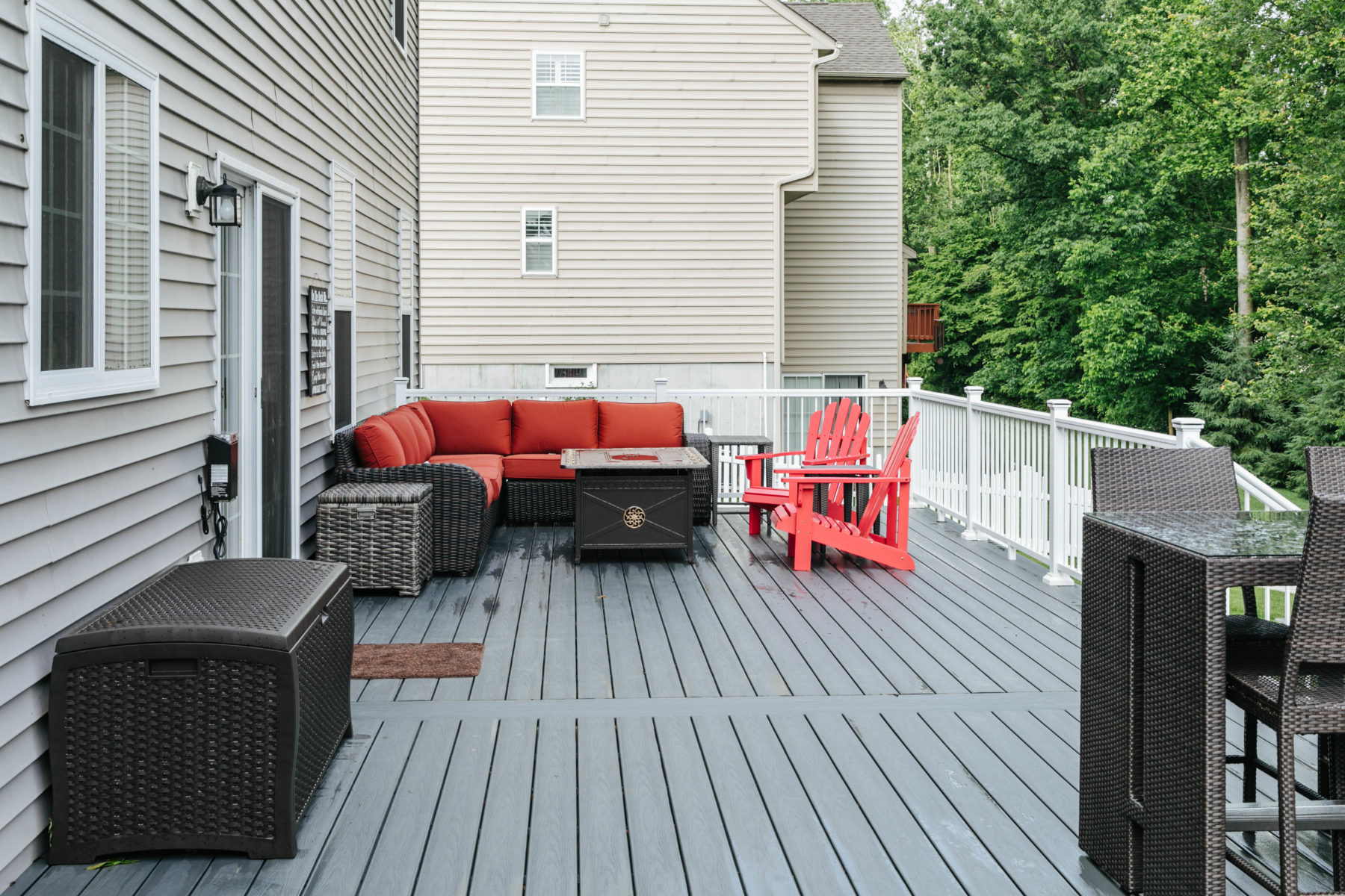 Composite TimberTech deck with White Aluminum Railing