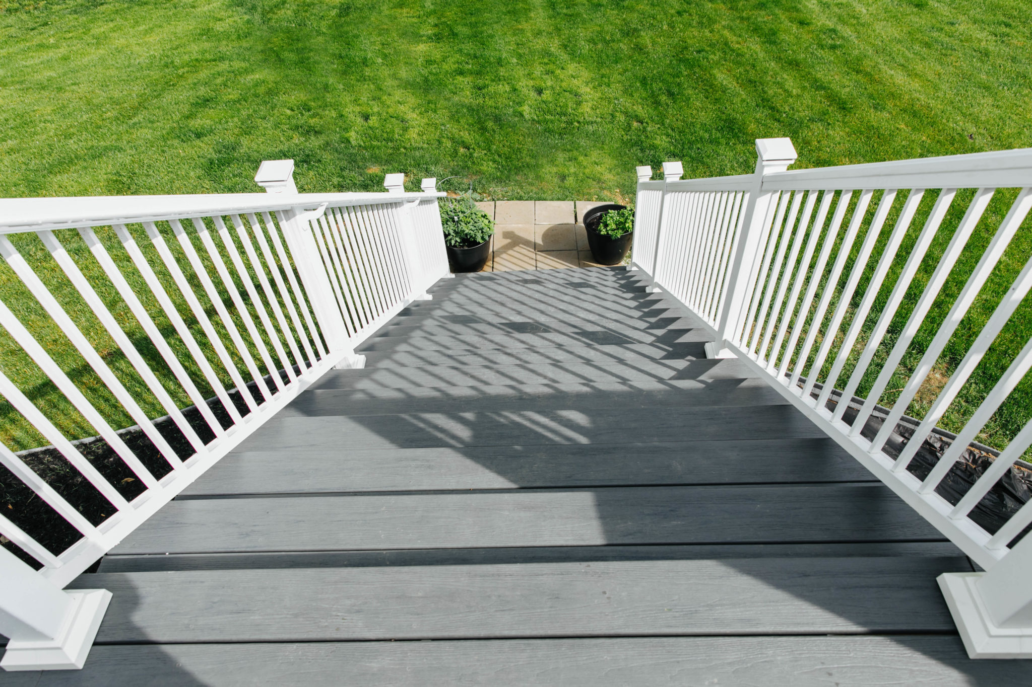 Composite TimberTech deck with White Aluminum Railing