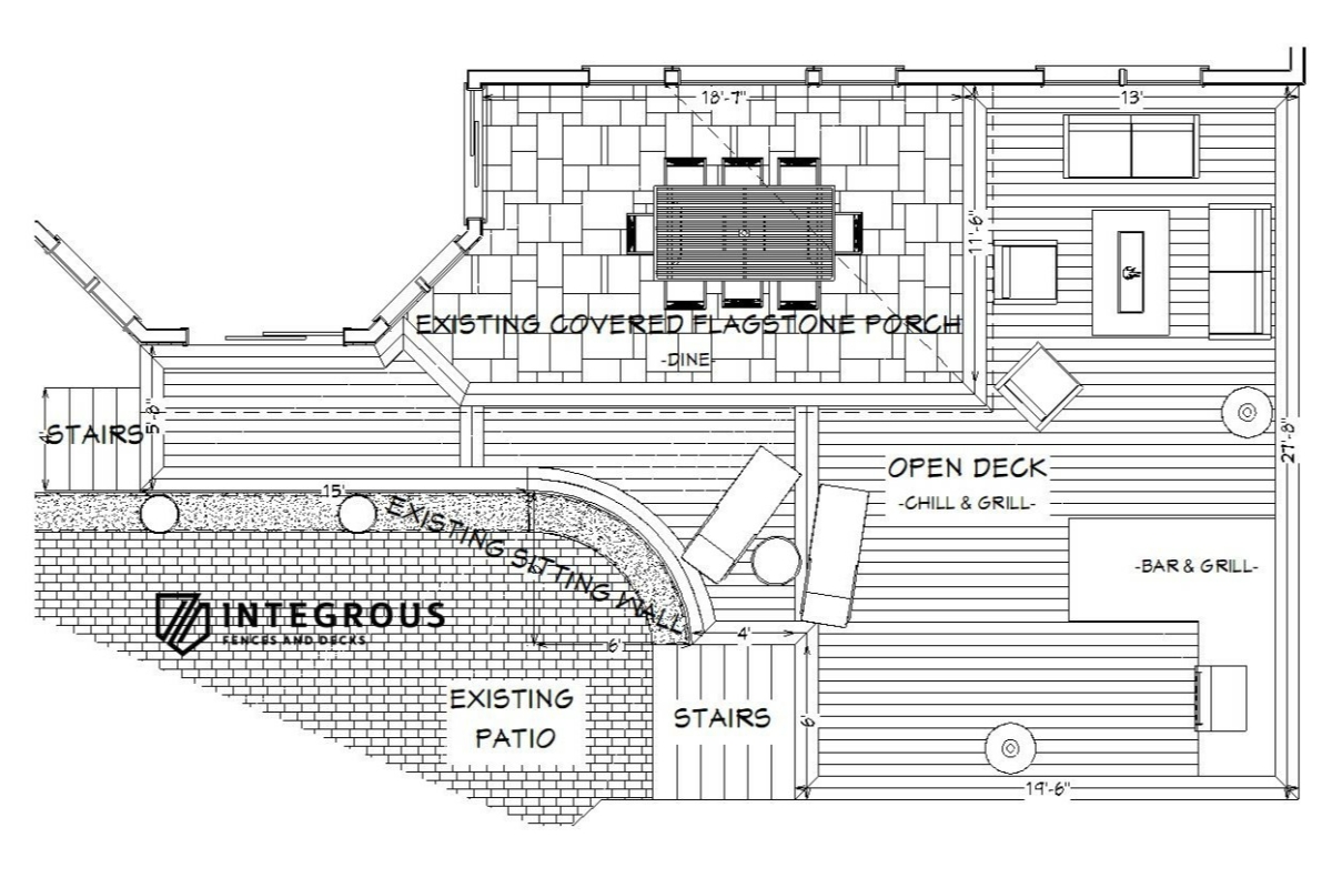 Curved Deck With Cable Railing - Gladwyne, PA - Integrous Fences and Decks