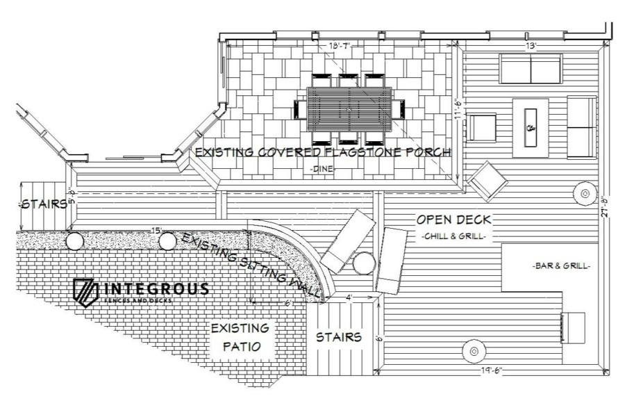Curved Deck With Cable Railing - Gladwyne, PA - Integrous Fences and Decks