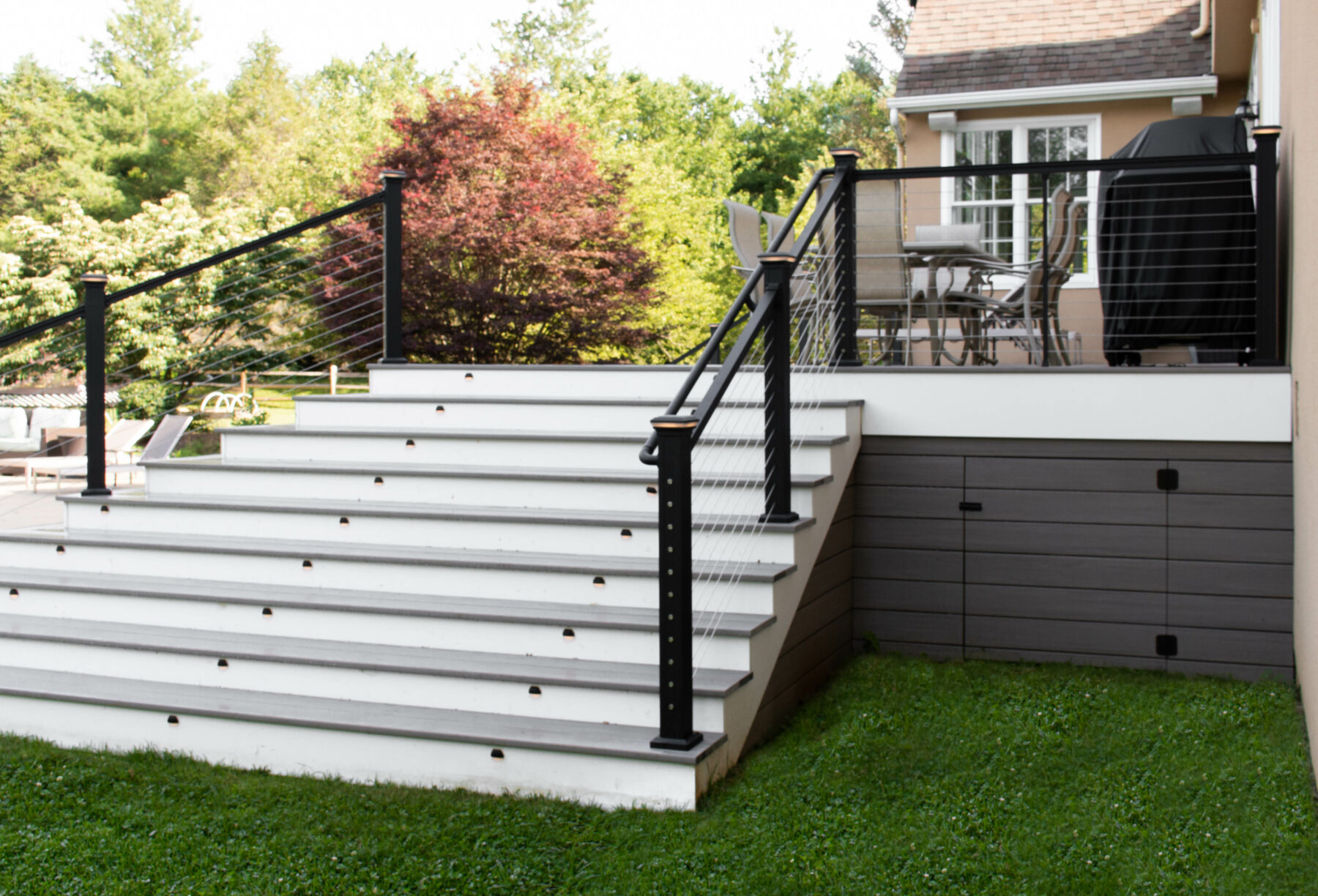 Azek decking with Cable Railing - Vintage Coastline Color