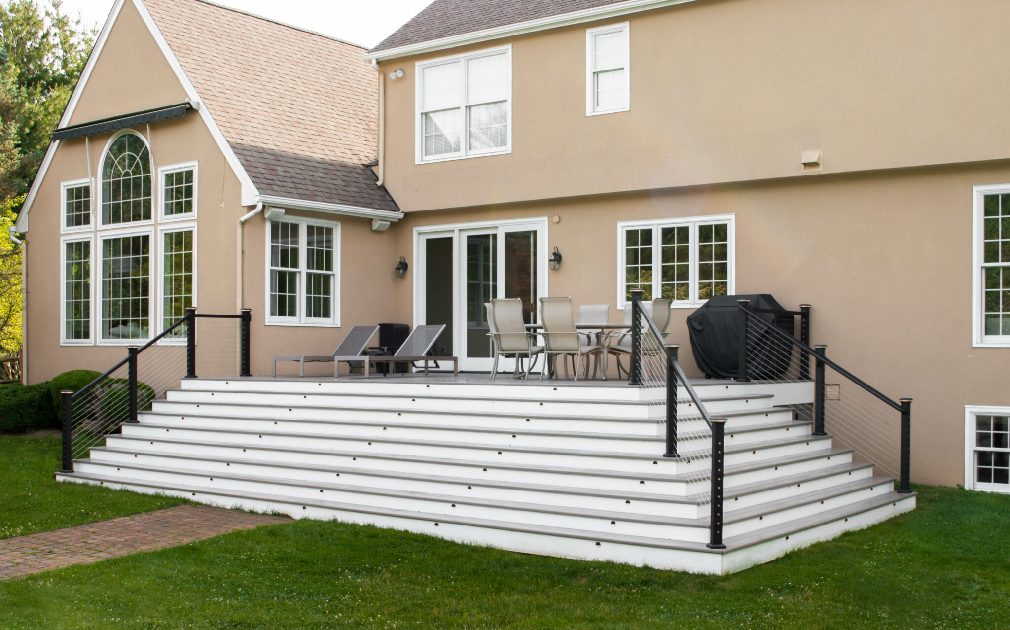Azek decking with Cable Railing - Vintage Coastline Color