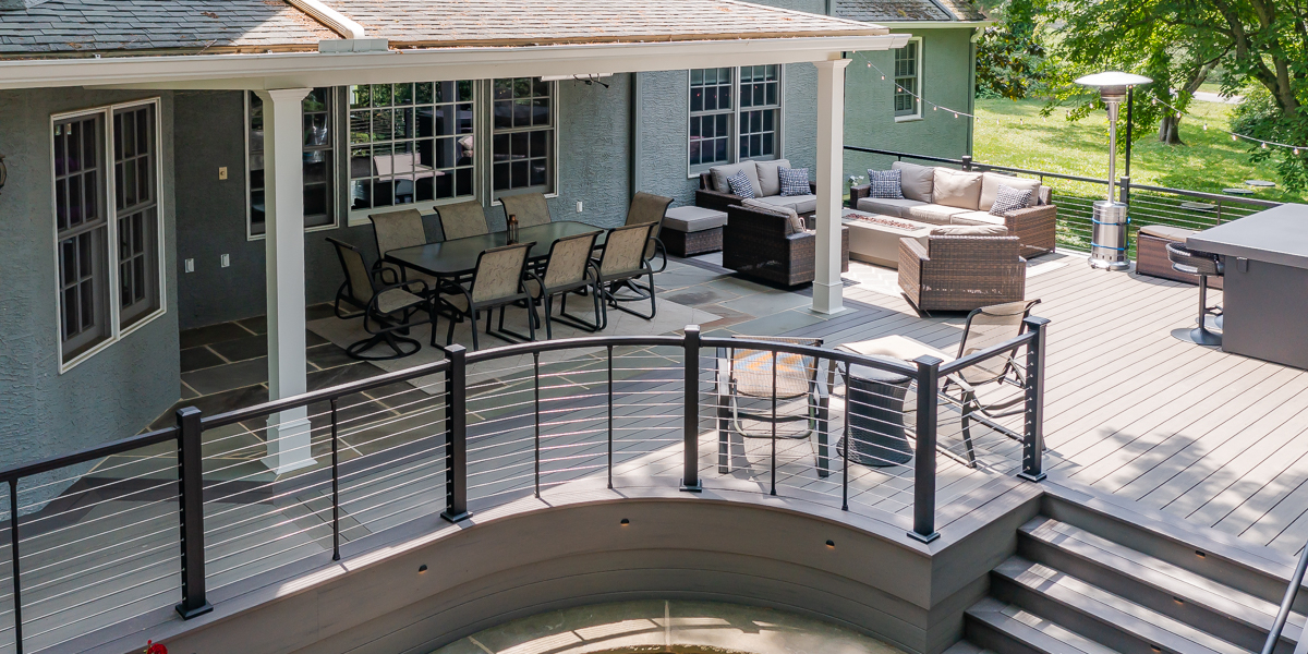 Large Open Deck with Curved Railing in Gladwyne, PA - Integrous Fences ...