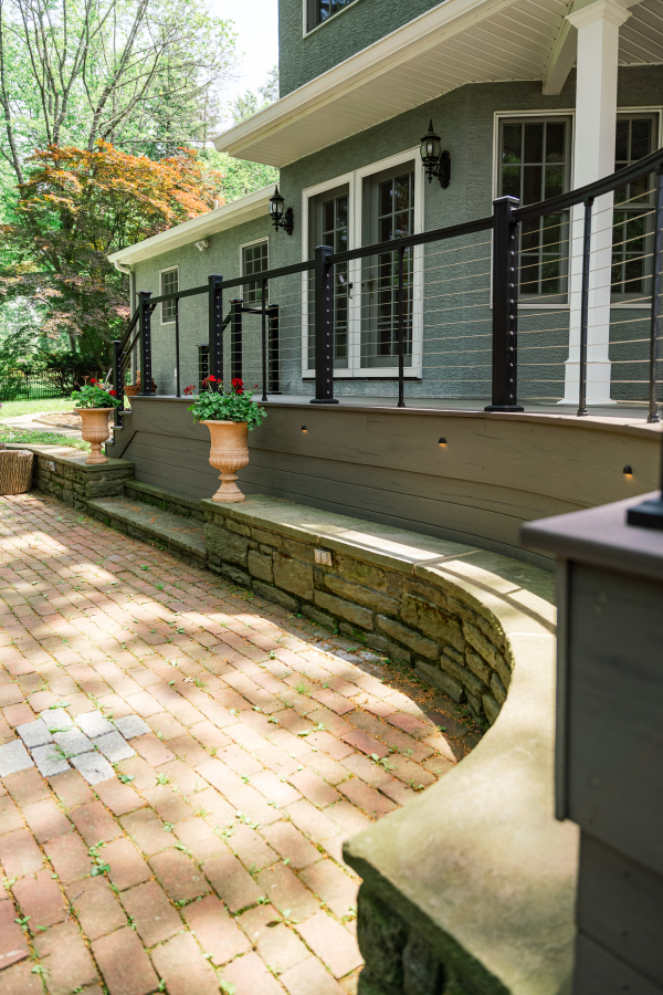 Curved Deck With Cable Railing - Gladwyne, PA - Integrous Fences and Decks