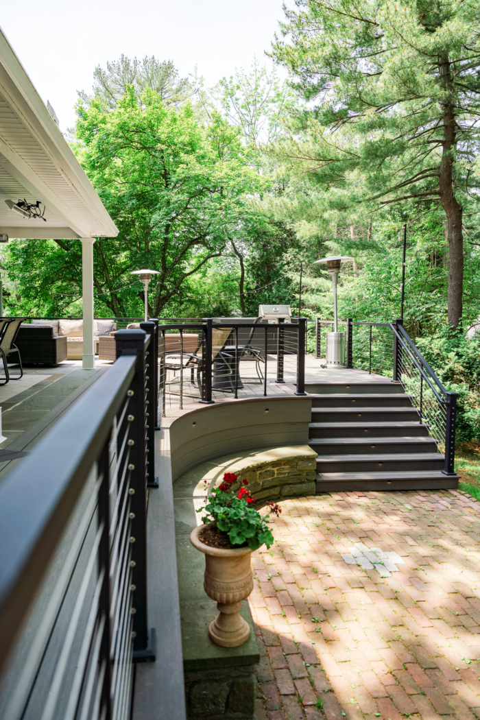 Large Open Deck with Curved Railing in Gladwyne, PA - Integrous Fences ...